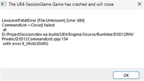 solution to session crashes when launched error e invalidarg r