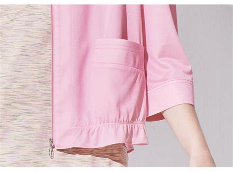 厚鳳眼蠶絲下擺荷葉短版外套 Uwk2bl0227桃花粉