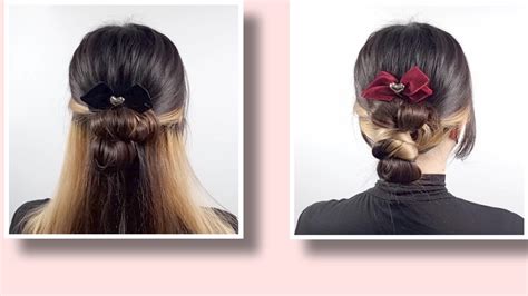 신상 벨벳 리본 헤어핀 이용한 스타일링 응용헤어 Youtube