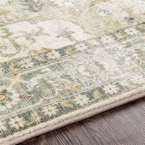 Livabliss 2 X 7 Ft Cream Sage Indoor Border Area Rug Polyester In