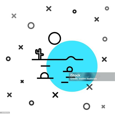 흰색 배경에 고립 선인장 아이콘 검은 선 사막 풍경 임의 동적 셰이프 벡터 일러스트레이션 0명에 대한 스톡 벡터 아트 및 기타 이미지 Istock