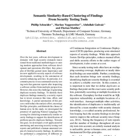Semantic Similarity Based Clustering Of Findings From Security Testing Tools Acl Anthology