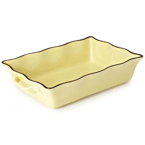 Ksp Tuscana Large Rectangle Fluted Bakeware With Handle Yellow
