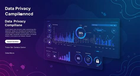 Futuristic Digital Dashboard Featuring Graphs Charts And Data Privacy Icons On A Stock