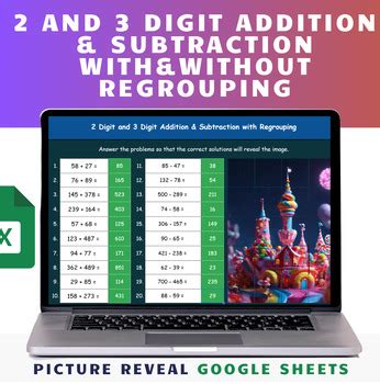 2 Digit And 3 Digit Addition Subtraction With Regrouping Digital Picture Mystery