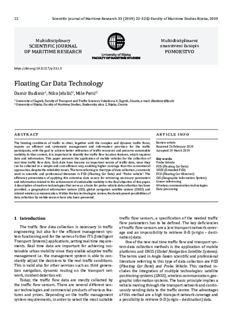 pdf floating car data technology damir budimir