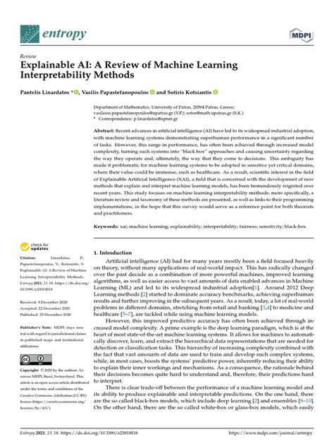 Entropy Explainable Ai A Review Of Machine Learning Interpretability