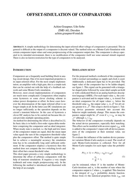 Pdf Offset Simulation Of Comparators
