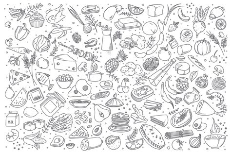 Food Doodle Set Premium Vector
