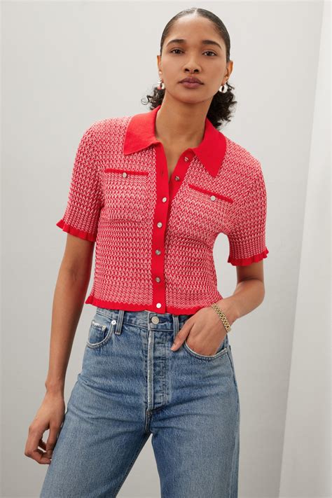 Red Polo Knit Top By Maje Rent The Runway