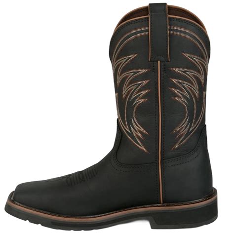 Justin Mens Widowmaker 11 Steel Toe Waterproof Black Work Boots Se42