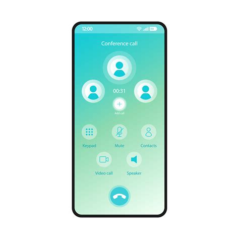 Conference Call Smartphone Interface Vector Template Mobile App Page Blue Gradient Design