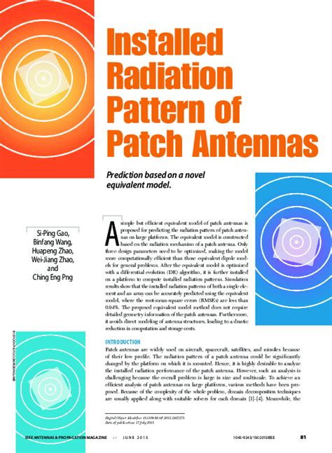 pdf installed radiation pattern of patch antennas prediction based
