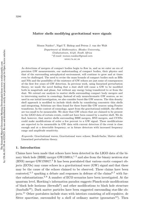 Pdf Matter Shells Modifying Gravitational Wave Signals