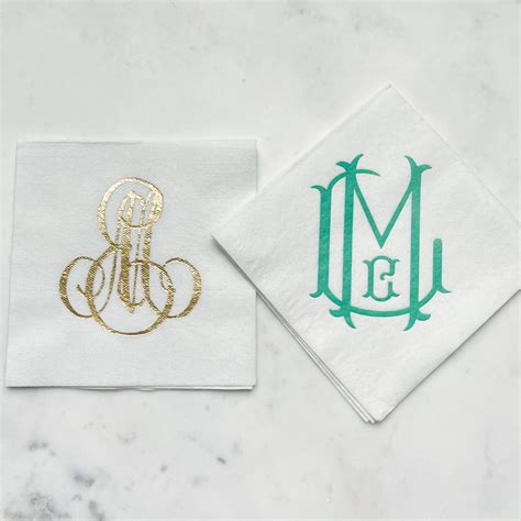 Custom Large Monogram Linen Like Napkins Gb Design House