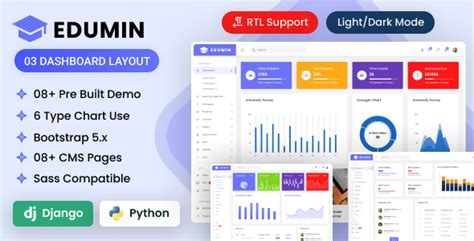 Edumin Django Education Admin Dashboard Bootstrap Template By Dexignlabs