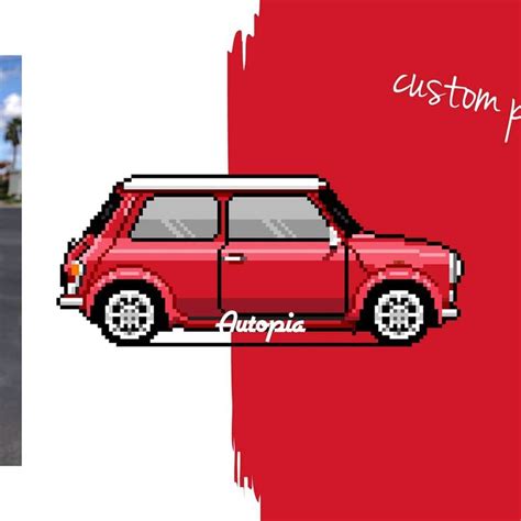 Classic Mini Cooper Pixel Art Drawing Commission