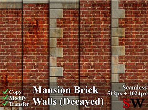 Second Life Marketplace Sw Seamless Mansion Brick Walls Decayed