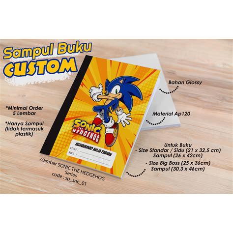 Jual Custom Sampul Buku Desain SONIC Sampul Buku Tulis Bebas Desain Bisa Pakai Nama Shopee