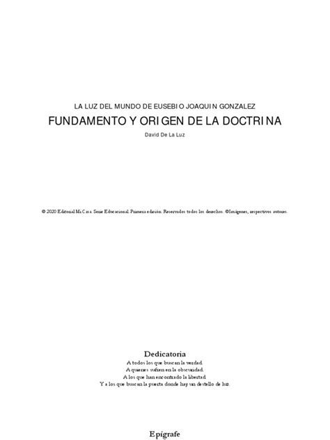 La Luz Del Mundo De Eusebio Joaquin Gonzalez Pdf Restauracionismo Calvinismo