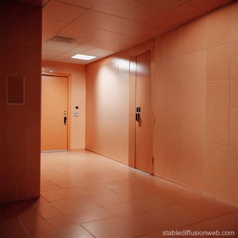 Orange Tiled Liminal Hallway Stable Diffusion Online