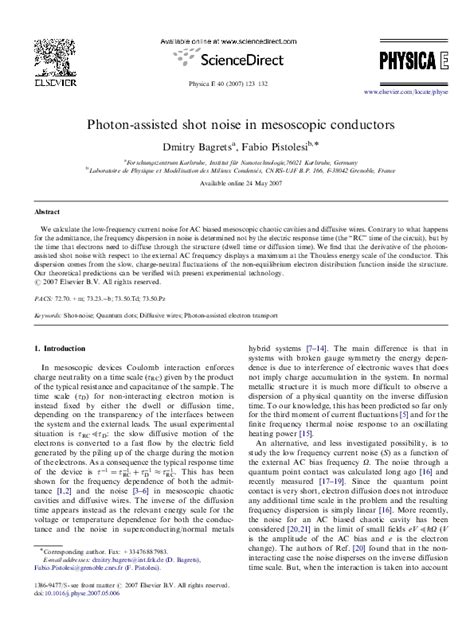 Pdf Photon Assisted Shot Noise In Mesoscopic Conductors Fabio