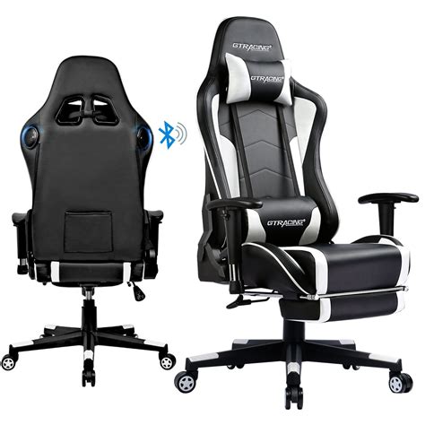 Gtplayer Gaming Chair With Bluetooth Speakers Footrest Pu Leather Music