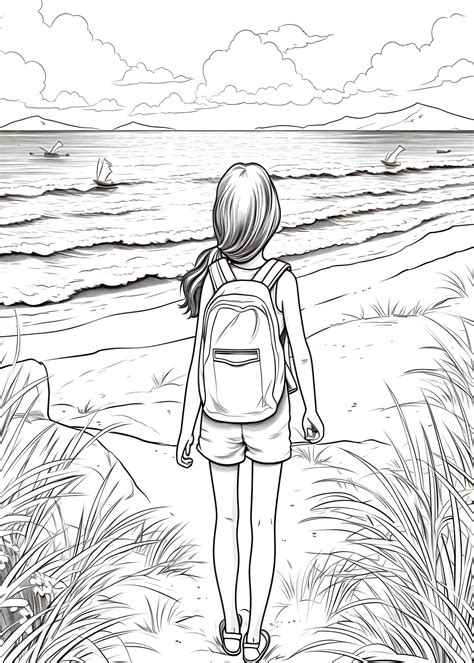 여름 컬러링 페이지 여름 윤 컬러링페이지 여름 풍경 라인 아트 컬러링 피드 여름 컬러팅 책 어른들 컬러팅 페이지 인공지능 생성