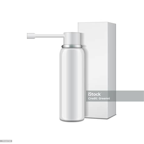 구두 스프레이 및 판지 상자에 대 한 분무기와 알루미늄 흰색 병 벡터 사실적인 패키징 모형 템플릿 3차원 형태에 대한 스톡 벡터 아트 및 기타 이미지 Istock