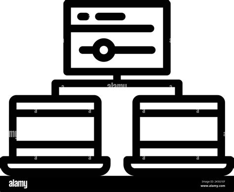Computer Network Icon Outline Vector Code Monitor Office System Stock