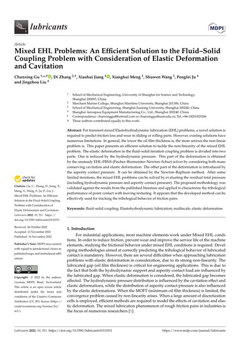 pdf mixed ehl problems an efficient solution to the fluid solid