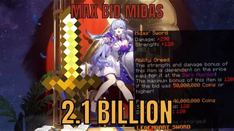 Bidding Integer Limit On A Midas Sword Hypixel Skyblock Youtube