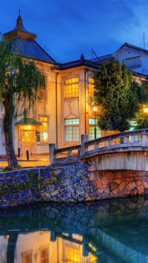 Famed Bridge And Canal Of Kurashiki In Evening Okayama Japan