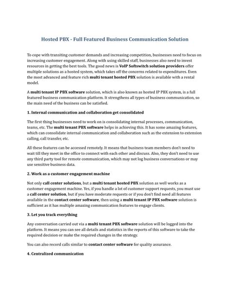 PPT - Hosted PBX - Full Featured Business Communication Solution.docx PowerPoint Presentation ...