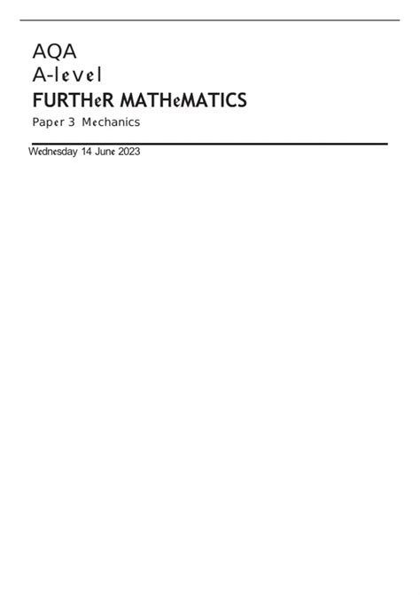 aqa a level further mathematics paper 3 discrete wednesday 14 june 2023