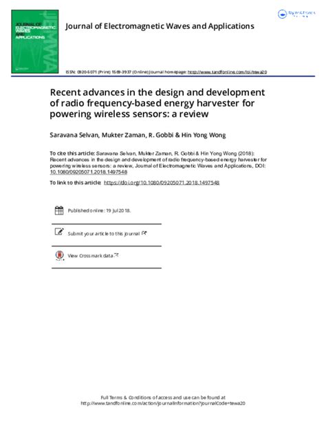 pdf recent advances in the design and development of radio frequency