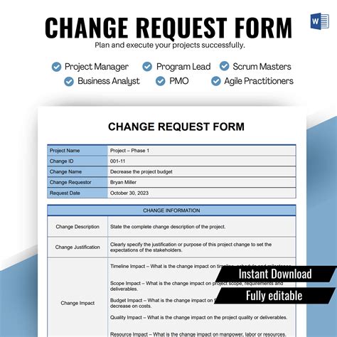 project request form template excel