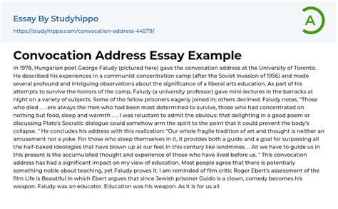 Convocation Address Essay Example