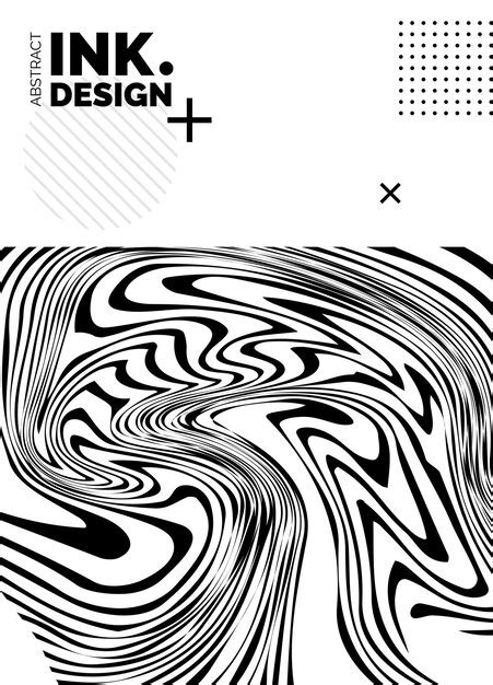 블랙 라인 포스터 템플릿 트렌디한 추상 물결 모양 배경 원활한 줄무늬 패턴 수직 변형된 선과 잔물결 기하학 광학 효과 섬유 및 직물에 대한 패션 인쇄 무료 벡터