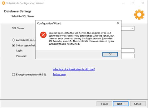 configuration wizard the certificate chain was issued by an authority that is not trusted