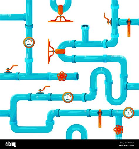 Water Pipeline System Installation Vector Background Picture Seamless