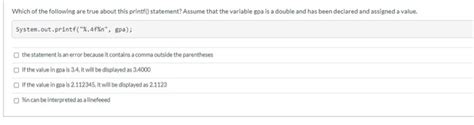 solved which of the following println statements would