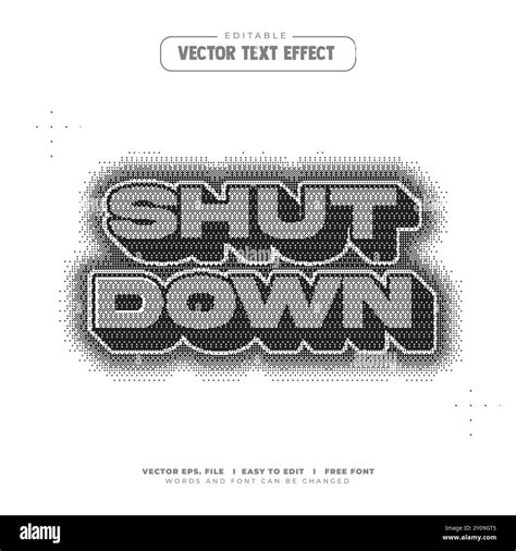 Halftone Editable Text Effect Bitmap Typography Stock Vector Image