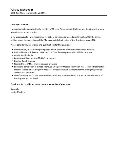 Er Tech Cover Letter Velvet Jobs