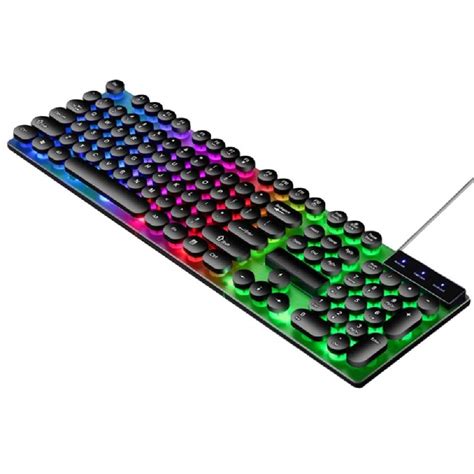 Buy ShapeW Mechanical Keyboard LED Backlit USB Mechanical Keyboard Round Keys Punk Gaming
