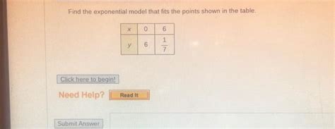 Solved Find The Exponential Model That Fits The Points Shown Chegg