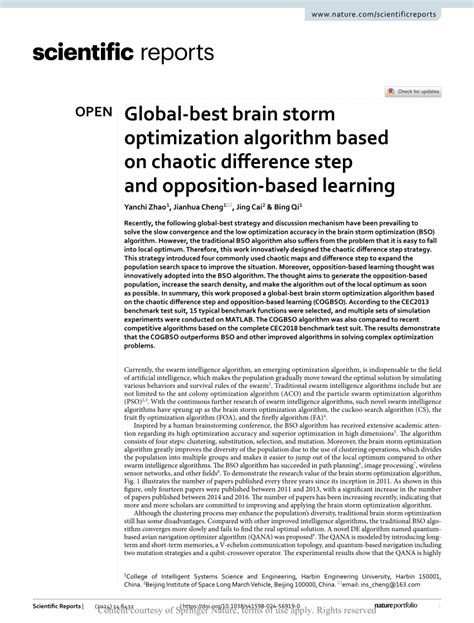 pdf global best brain storm optimization algorithm based on chaotic