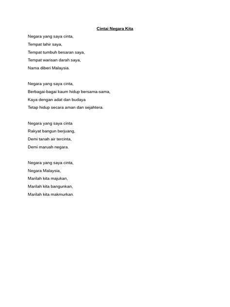 Sajak Cintai Negara Kita Pdf