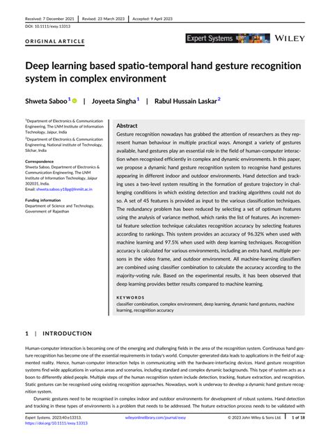 Deep Learning Based Spatio‐temporal Hand Gesture Recognition System In Complex Environment