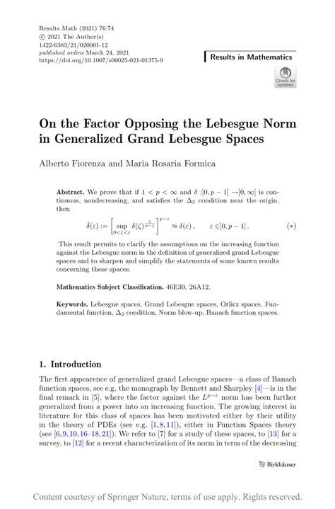 Pdf On The Factor Opposing The Lebesgue Norm In Generalized Grand
